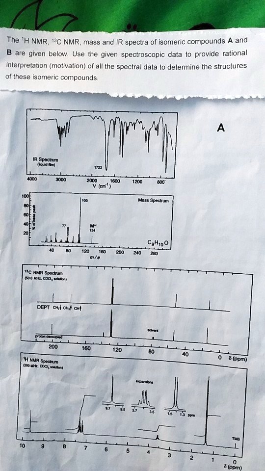 the h nmr ijc nmr mass and ir spectra of isomeric compounds a and b are ...