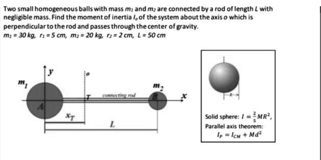 SOLVED: Two small homogeneous balls with mass m1 and m2 are connected ...