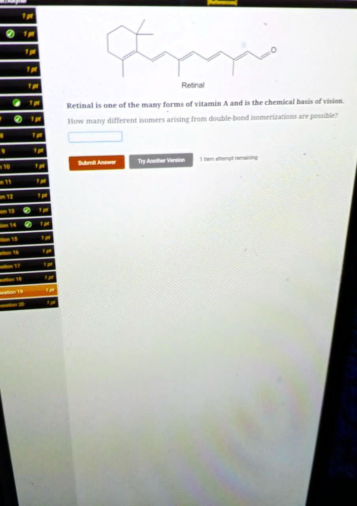 SOLVED: Retinal Retinal Is one of the many fOrms of vitamin A and is ...