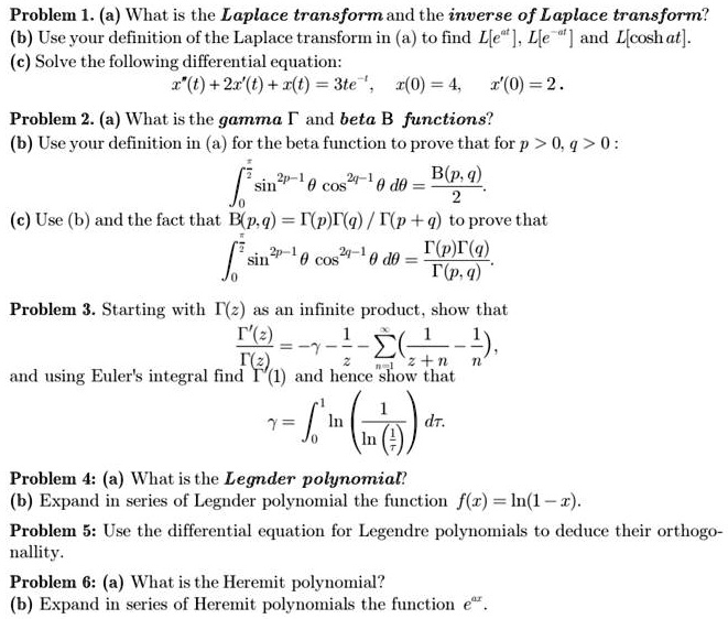 SOLVED:Problem 1. (a) What is the Laplace transform. Aud the inverse of ...