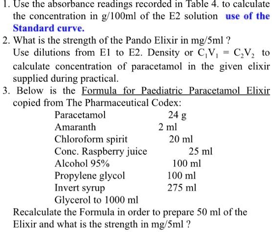 1 usc the absorbance rcadings recorded in table 4 to calculatc the ...