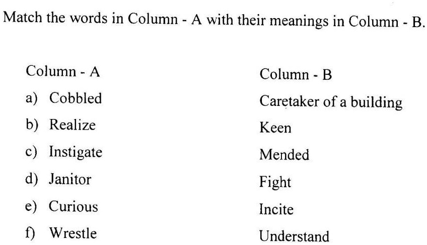 '1. match the words in column - A with their meanings in column - B Match the words in Column A ...