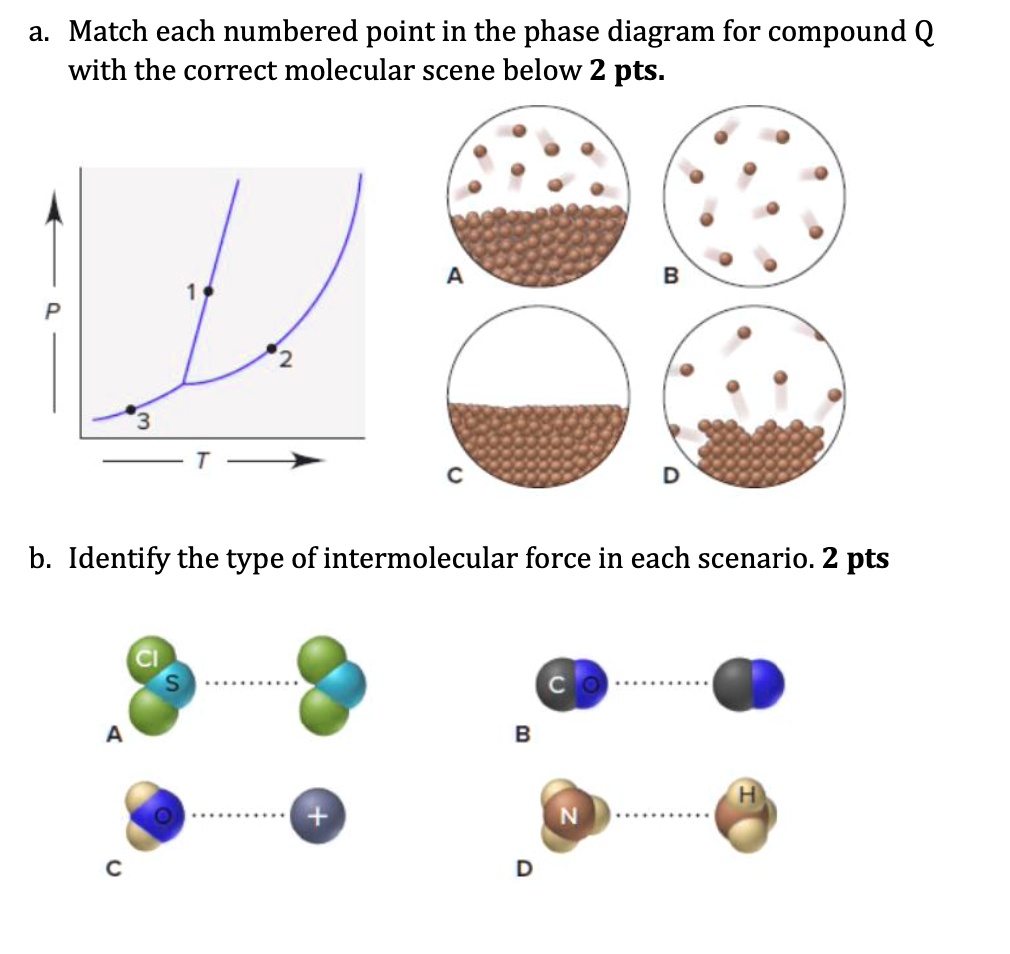 a match each numbered point in the phase diagram for compound q with ...