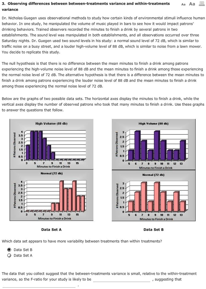 observing differences between between treatments variance and within ...
