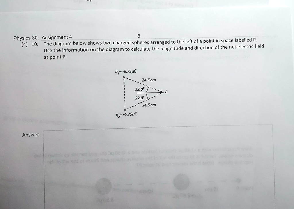 physics 30 assignment below shows two charged spheres arranged to the ...