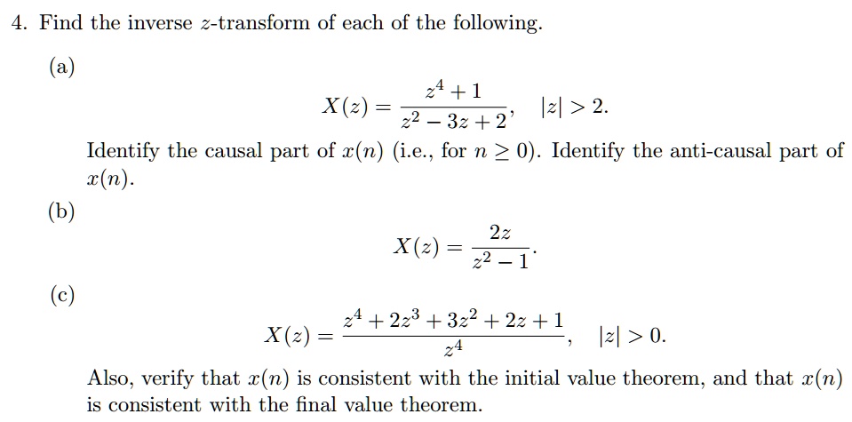 please translate to z 1 form to solve problems 4 find the inverse z transform of each of the ...