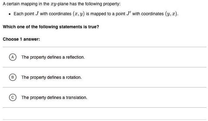 SOLVED: "A certain mapping in the xy-plane has the following property: Each point J with ...