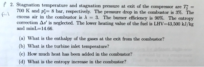 SOLVED: 2. Stagnation temperature and stagnation pressure at the exit ...