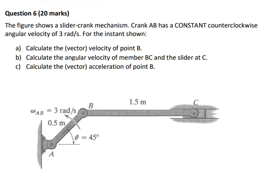 SOLVED: The figure shows a slider-crank mechanism. Crank AB has a ...