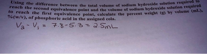 SOLVED: Using the difference between the hydroxide solution required total volume sodium ...