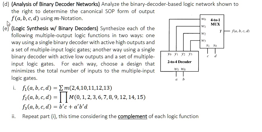 Solved Analysis Of Binary Decoder Networks Analyze The Binary Decoder Based Logic Network 0211