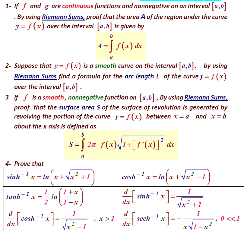 1 if f and g are continuous functions andnonnegative on an interval ab by using riemgnn ...