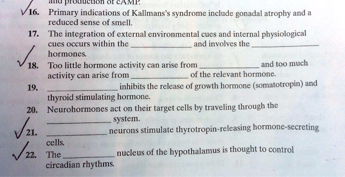 SOLVED: Production of CAMF: V16 Primary indications of Kallman's ...