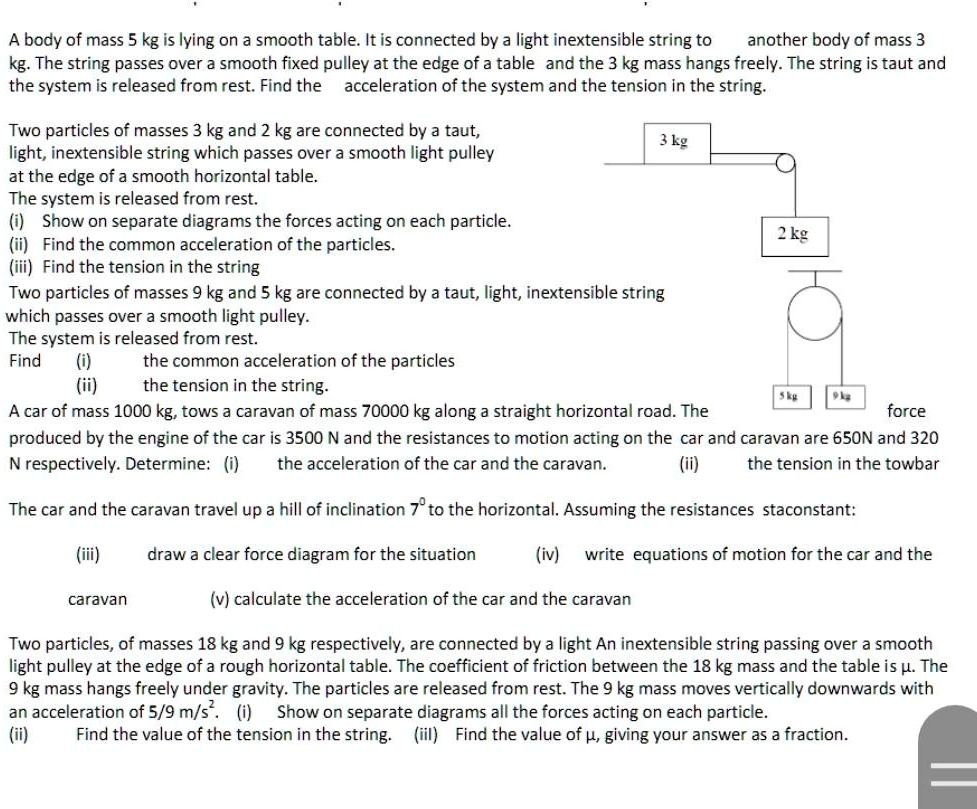 SOLVED: Texts: A body of mass 5 kg is lying on a smooth table. It is connected by a light ...