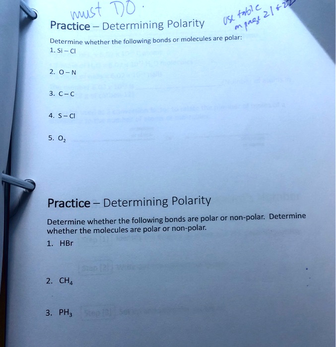 SOLVED: lust DO tnbl = 2/F25 Practice Determining Polarity USL '/484 ...