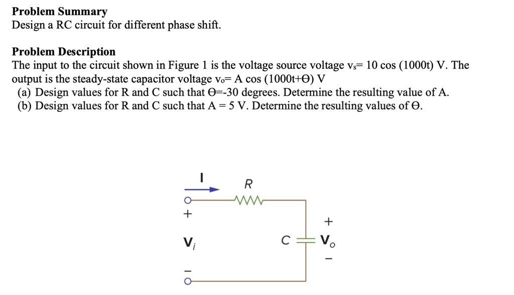 Problem Summary Design a RC circuit for different phase shift. Problem Description The input to ...