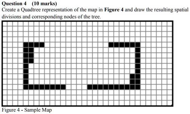 Solved Question 4 10 Marks Create A Quadtree Representation Of The Map In Figure 4 And Draw 6592