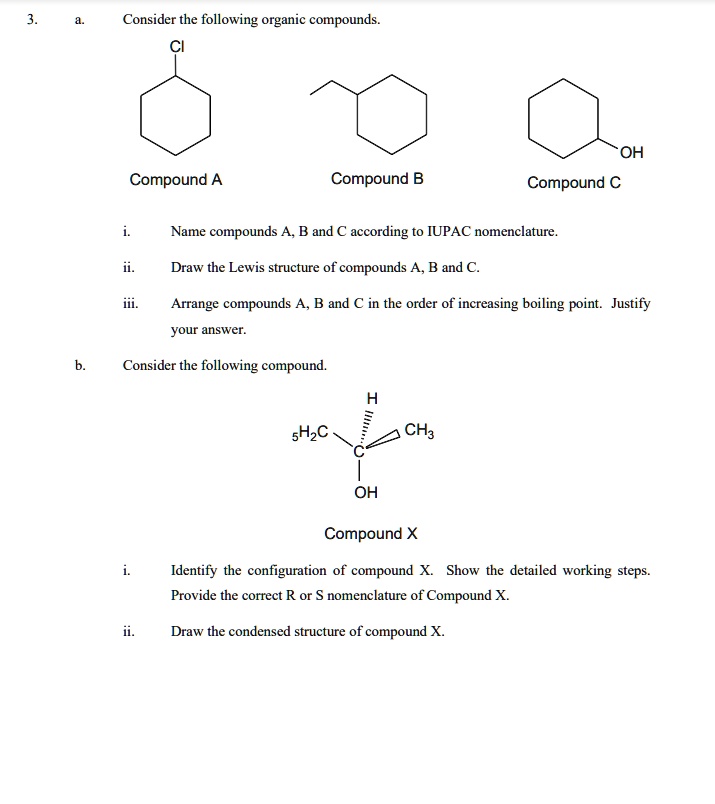 consider the following organic compounds oh compound a compound b compound c name compounds a b ...