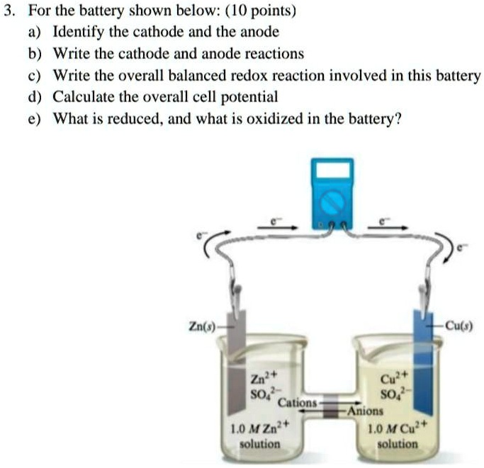 For the battery shown below 10 points 4 identify the cathode...