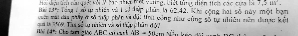 Solved Há™i Diá‡n TÃch Cần Quét Vá›i Ia Bao Nhiêu Mét Vuông