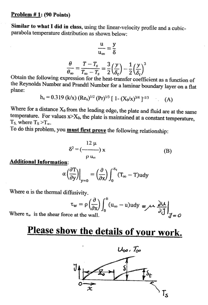 using the linear velocity profile and a cubic parabola temperature ...
