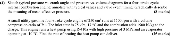 (4) Sketch typical pressure vs. crank-angle and pressure vs. volume ...