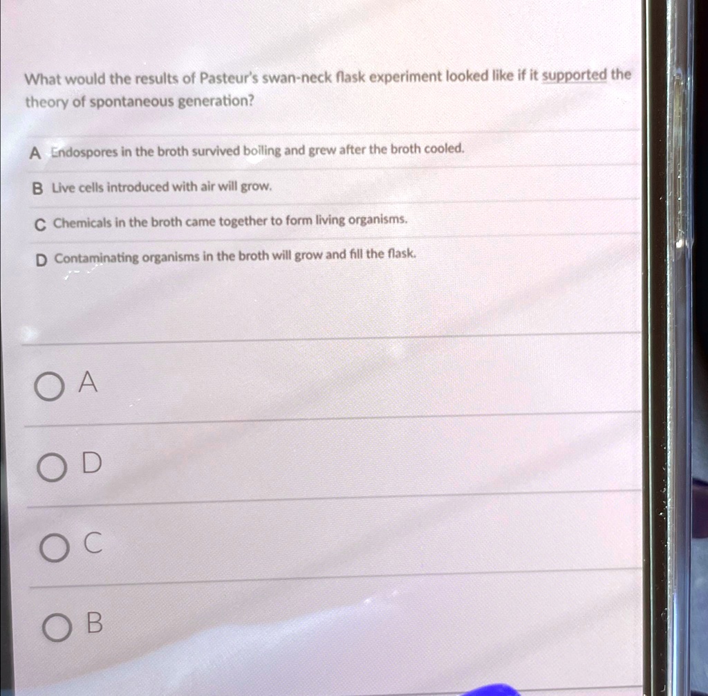 SOLVED: What would the results of Pasteur's swan-neck flask experiment ...