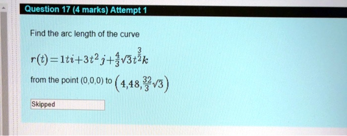 Find the arc length of the curve r(t) = lti + 3t^2j + 3âˆštik from the point (0,0,0) to (4,4âˆš8 ...