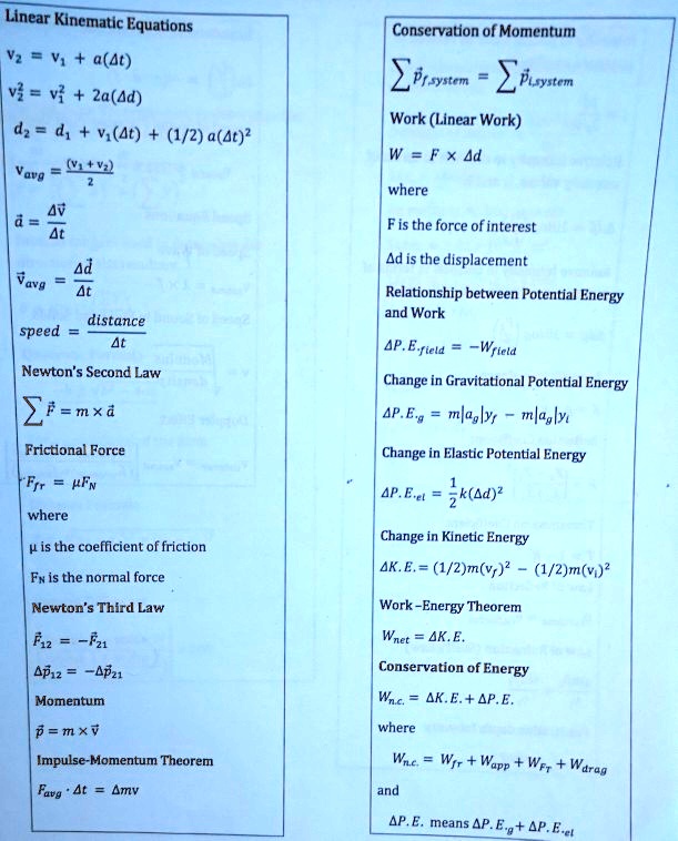 SOLVED: Linear Kinematic Equations: a(t) = v / t Î”z = v(t) + (1/2) a(t ...