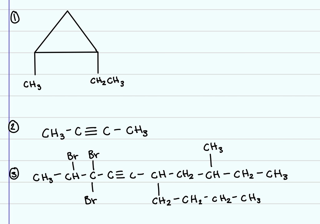 SOLVED: Use IUPAC to name the following compunds 0 CH2CH 3 CH3 CH3-CE C- CH3 CH3 Br Br 1 Br CH2 ...