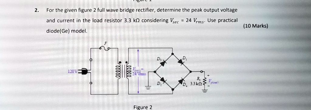 SOLVED: For the given figure of a full wave bridge rectifier, determine the peak output voltage ...