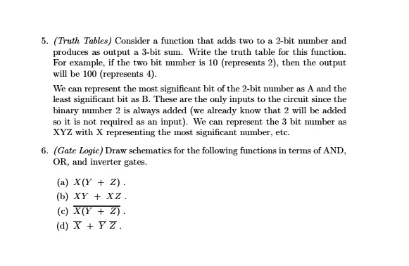 SOLVED: 5. (Truth Tables) Consider a function that adds two to a 2-bit ...