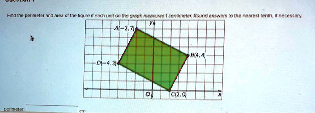 SOLVED: Find the perimeter and area of the figure if each unit on the ...