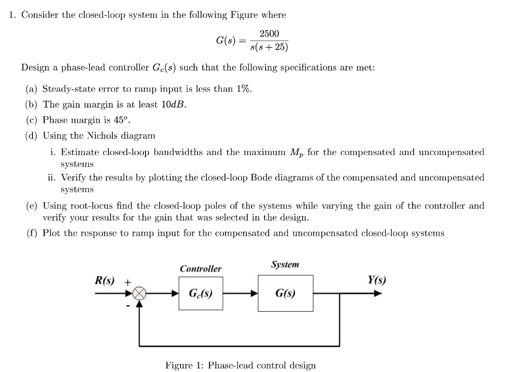 SOLVED: Consider the closed-loop system in the following Figure where ...