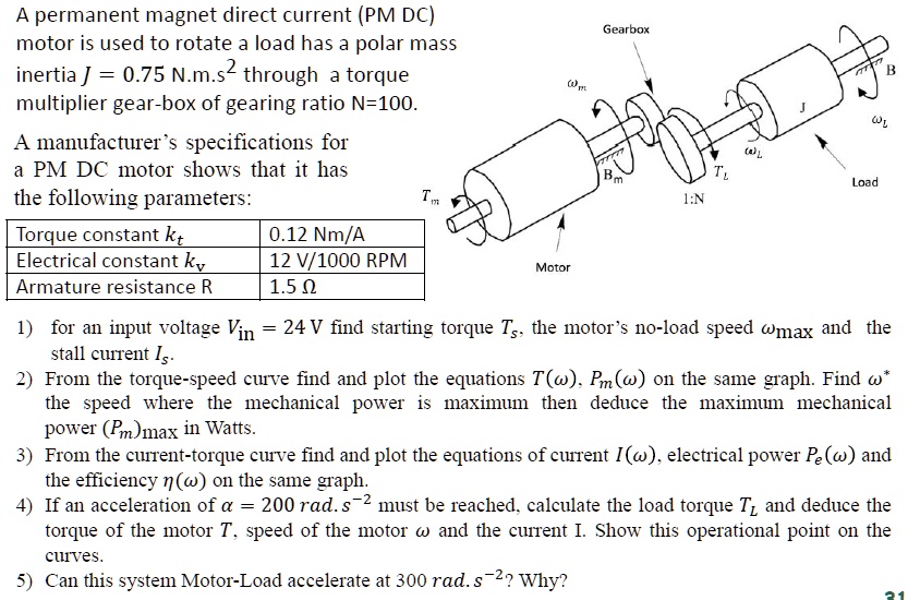 SOLVED: A permanent magnet direct current (PM DC) motor is used to ...