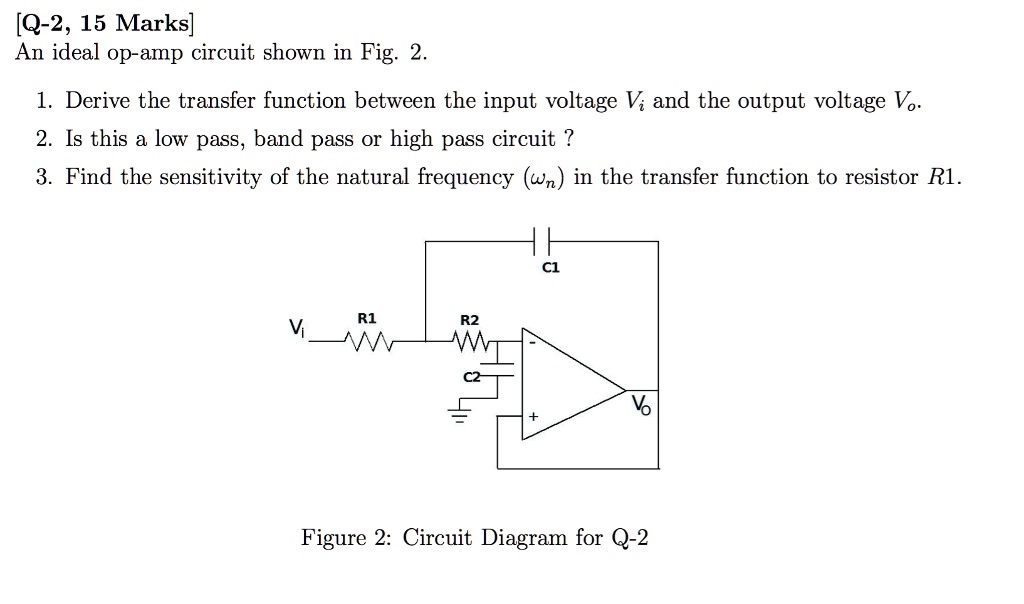 SOLVED: [Q-2,15 Marks] An ideal op-amp circuit shown in Fig. 2. 1. Derive the transfer function ...