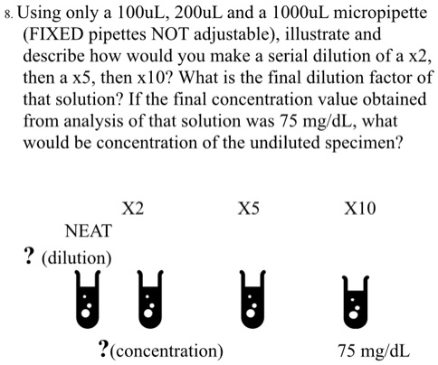 SOLVED: Using only a 100uL, 200uL, and a 1000uL micropipette (FIXED ...
