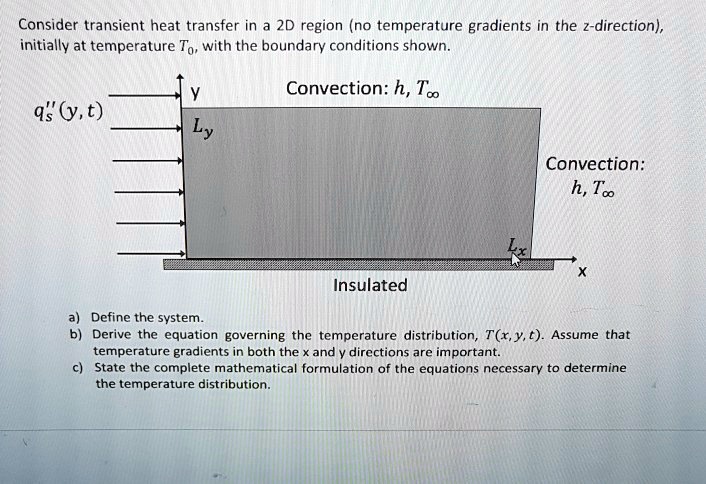 SOLVED: Consider transient heat transfer in a 2D region (no temperature ...
