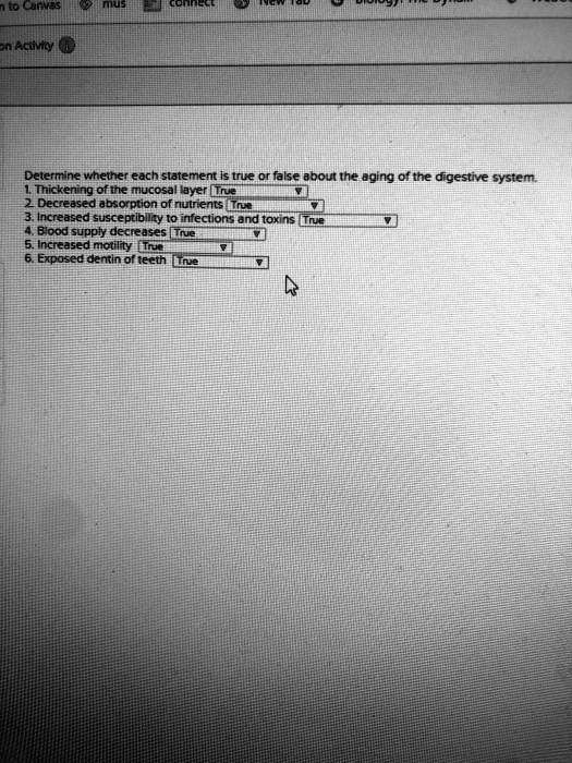 Determine whether each statement is true or false about the aging of ...
