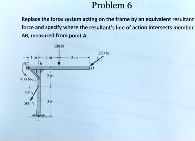 Problem 6 Replace The Force System Acting On The Frame By An Equivalent Resultant Force And