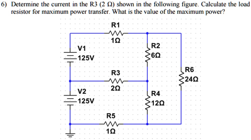 SOLVED: Circuit theory please help. 6) Determine the current in the R3 (2 O) shown in the ...