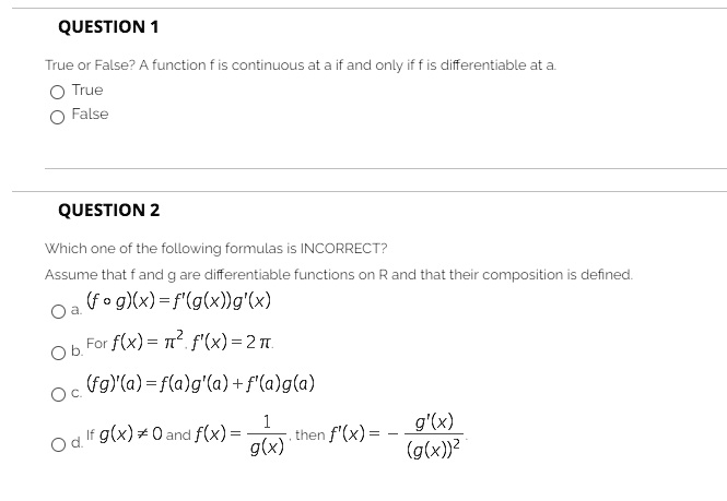SOLVED: True or False? A function is continuous at a point if and only ...