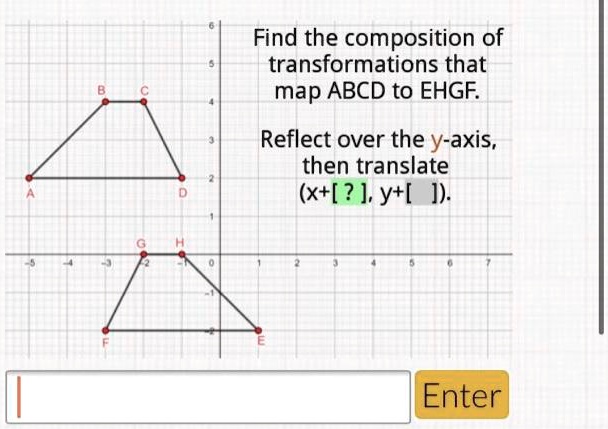 SOLVED: Find the composition of transformations that map ABCD to EHGF. Reflect over the Y-axis ...