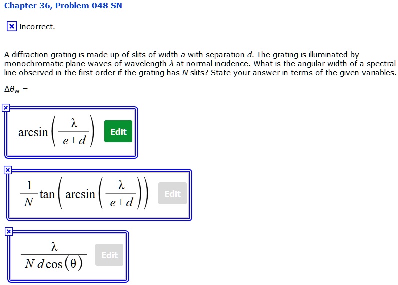 Solved A Diffraction Grating Is Made Up Of Slits Of Width W With