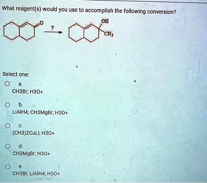 SOLVED: What reagent(s) would you use to accomplish the following conversion? OH -> CH; Select ...
