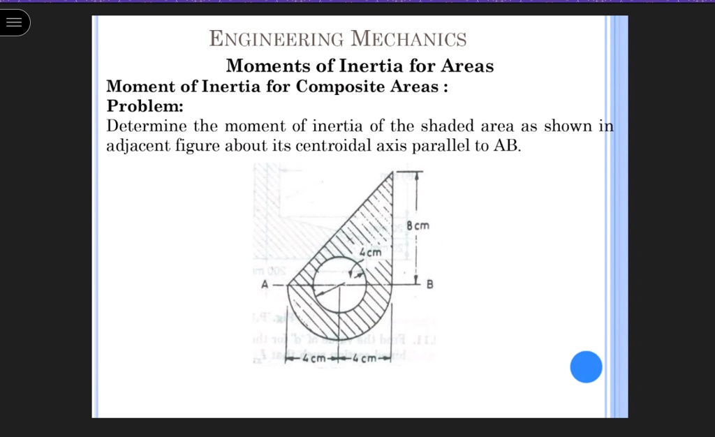 ENGINEERING MECHANICS Moments of Inertia for Areas Moment of Inertia for Composite Areas ...