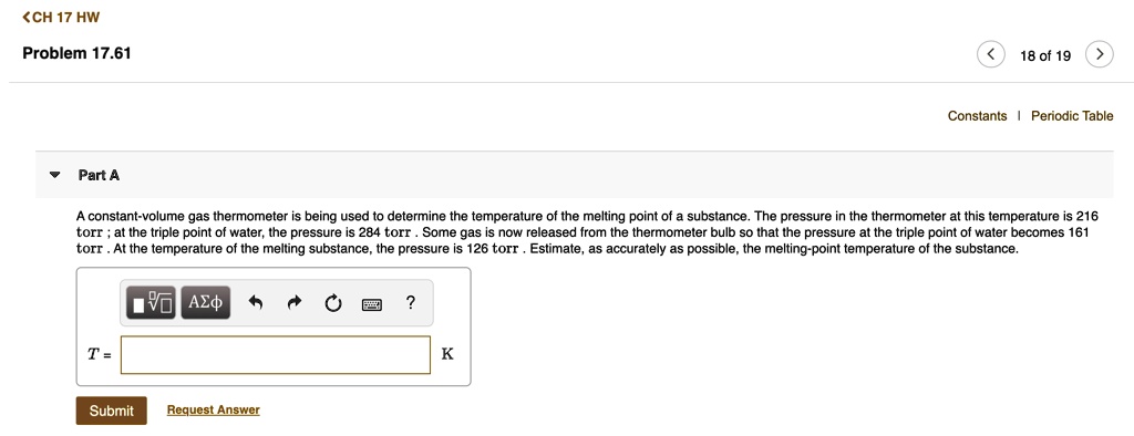 SOLVED:(CH 17 HW Problem 17.61 18 of 19 Constants Perodic Table Part A ...