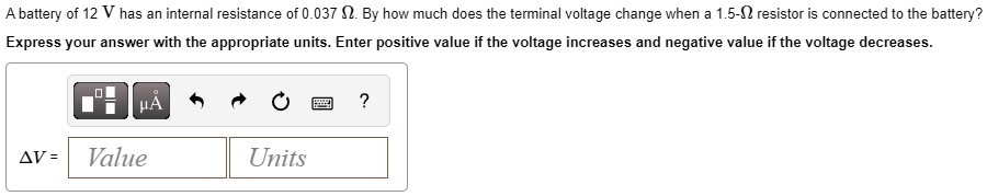 SOLVED: A battery of 12 V has an internal resistance of 0.0373 Î©. By how much does the terminal ...