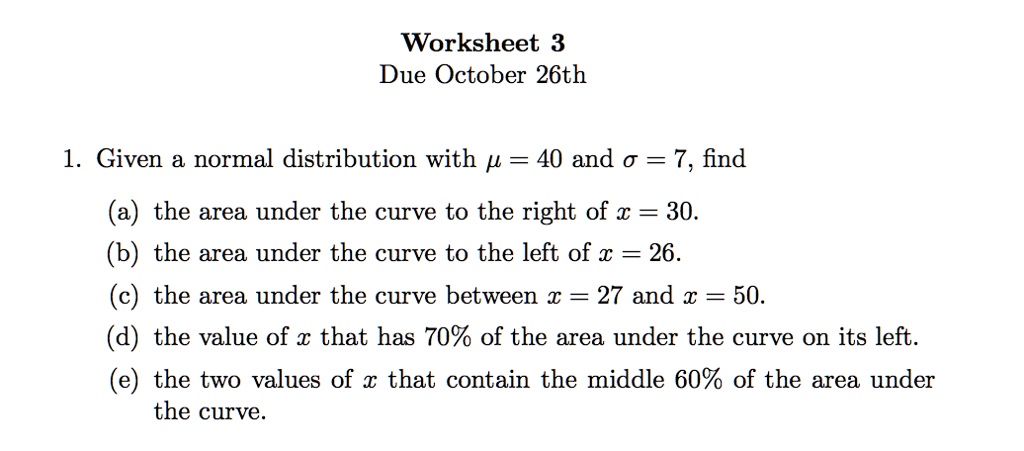 Normal Curve Worksheet
