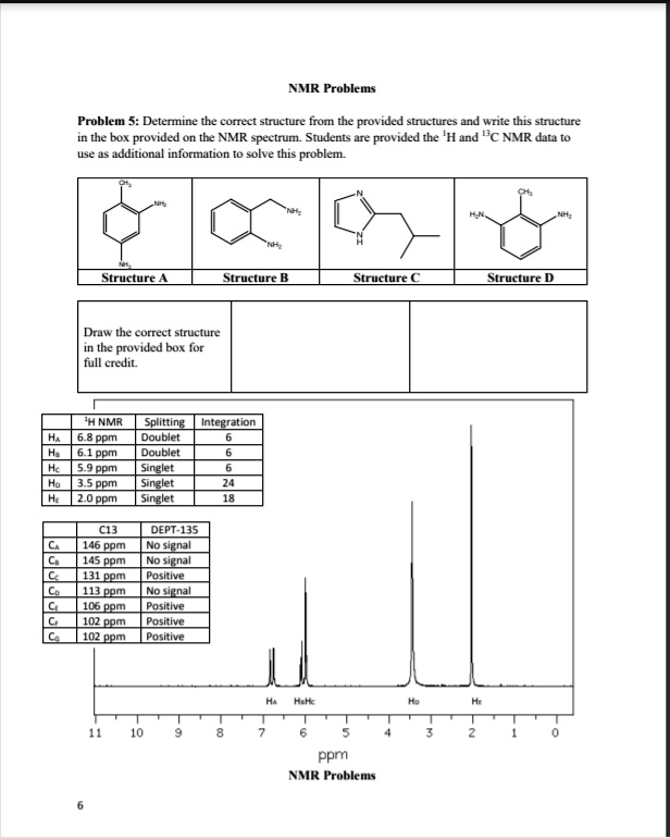nmr problems problem 5 determine the correct structure from the ...